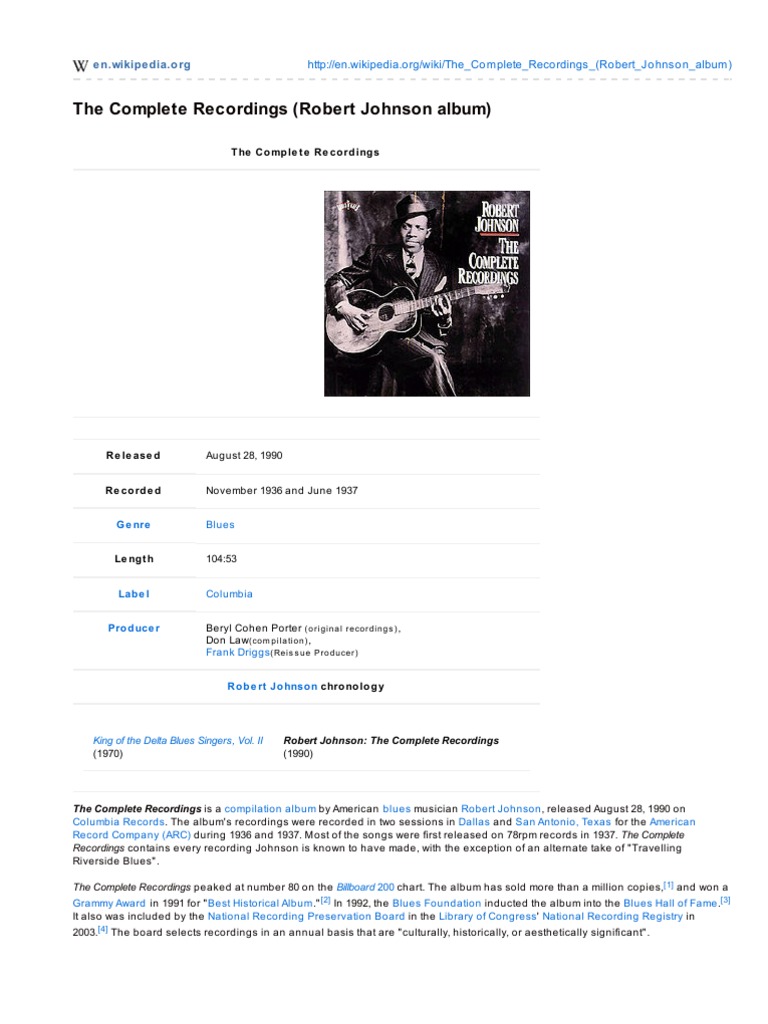 Complete Robert Johnson Recordings | PDF | Blues | African American Music