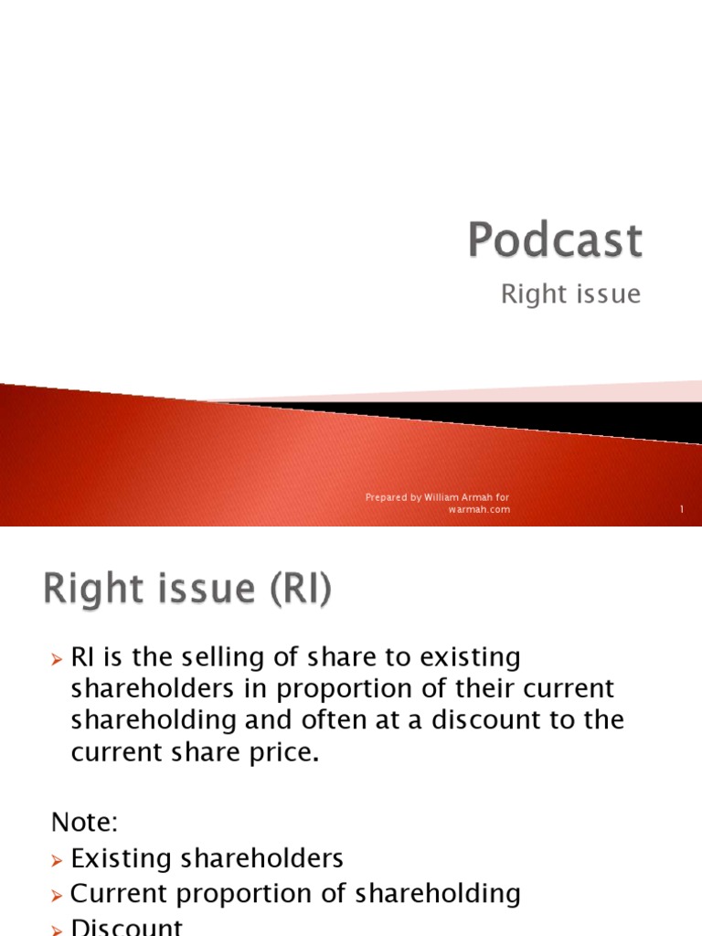 Right Issue: Prepared by William Armah For | PDF | Option (Finance ...