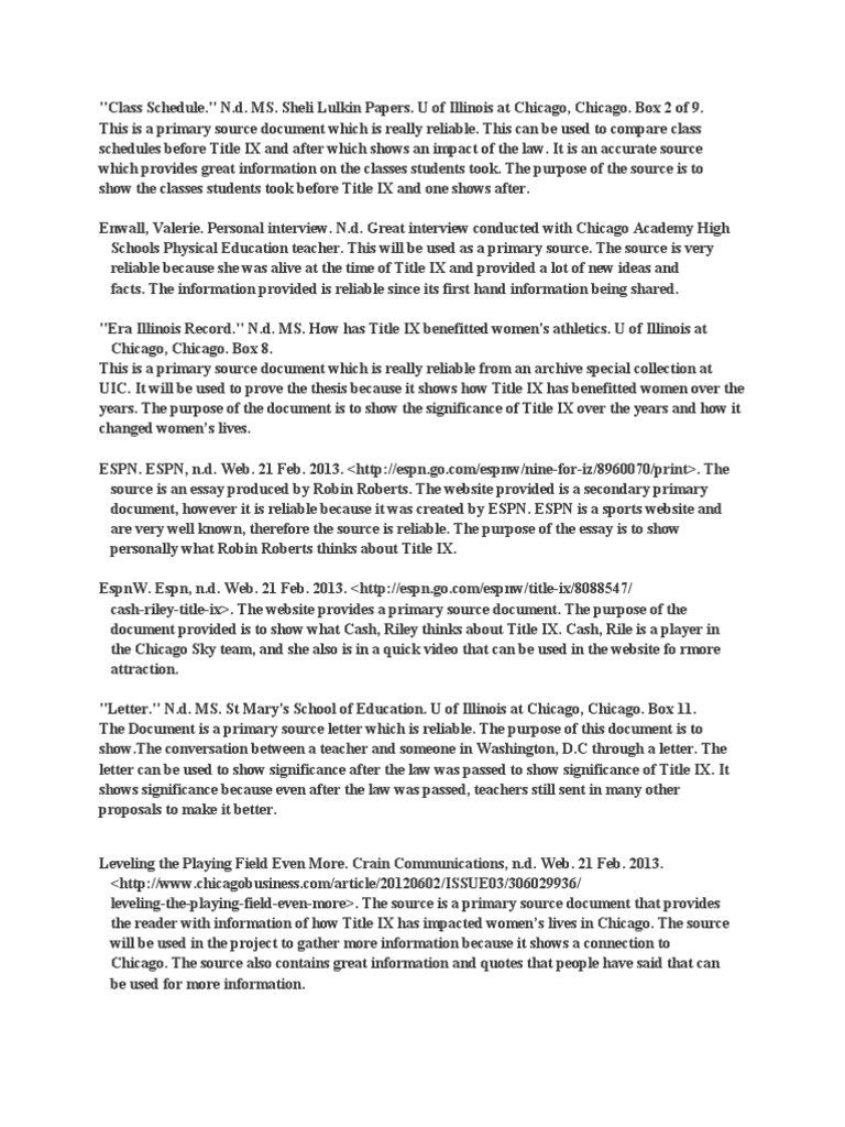 Primary | PDF | Primary Sources | Title Ix