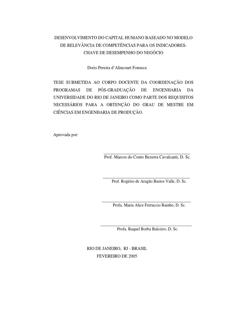 CH - Modelo de Competencias - Doris Fonseca | PDF | Economia | Gestão ...