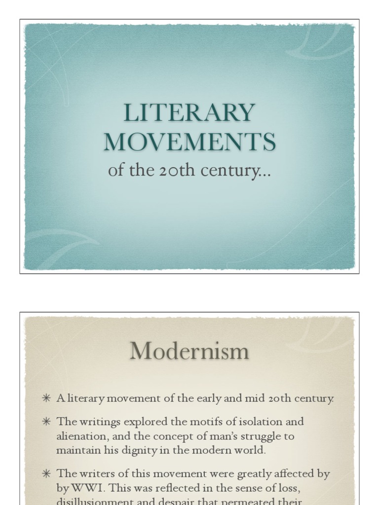 20th Century Literary Movements Overview | PDF | Modernism | Postmodernism