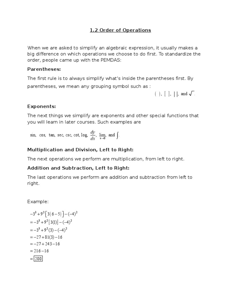 Understanding PEMDAS in Algebra | PDF