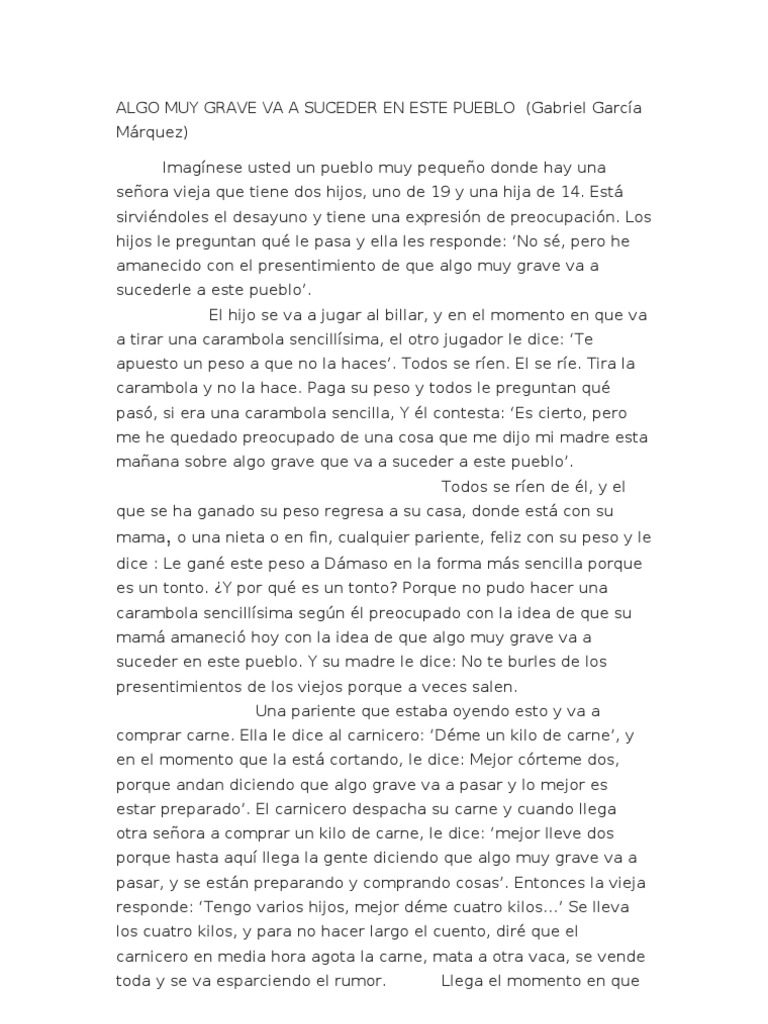 Algo Muy Grave Va A Suceder en Este Pueblo | PDF | Ocio