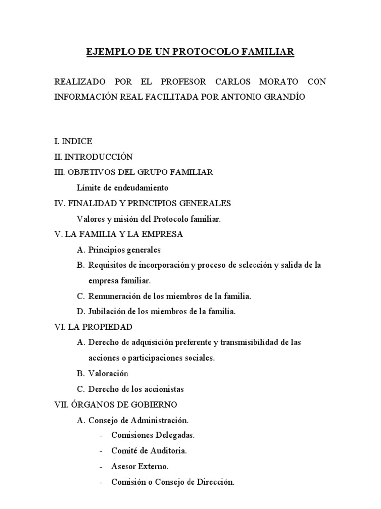 Ejemplo de Un Protocolo Familiar | PDF | Negocios
