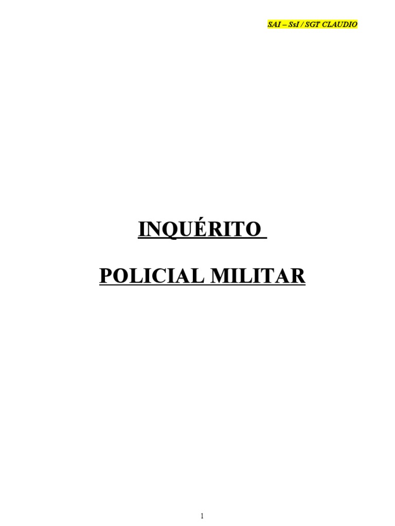 Inquérito Policial Militar e Hierarquia | PDF | Polícia | Procedimento ...