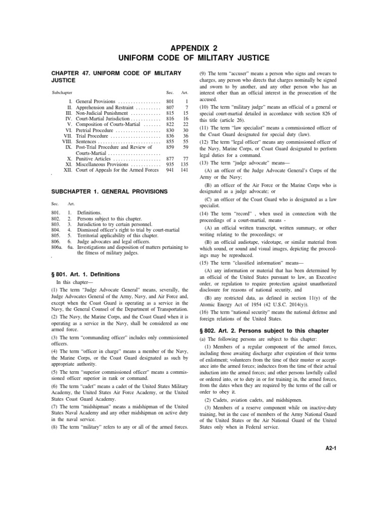 ucmj | Court Martial | Uniform Code Of Military Justice
