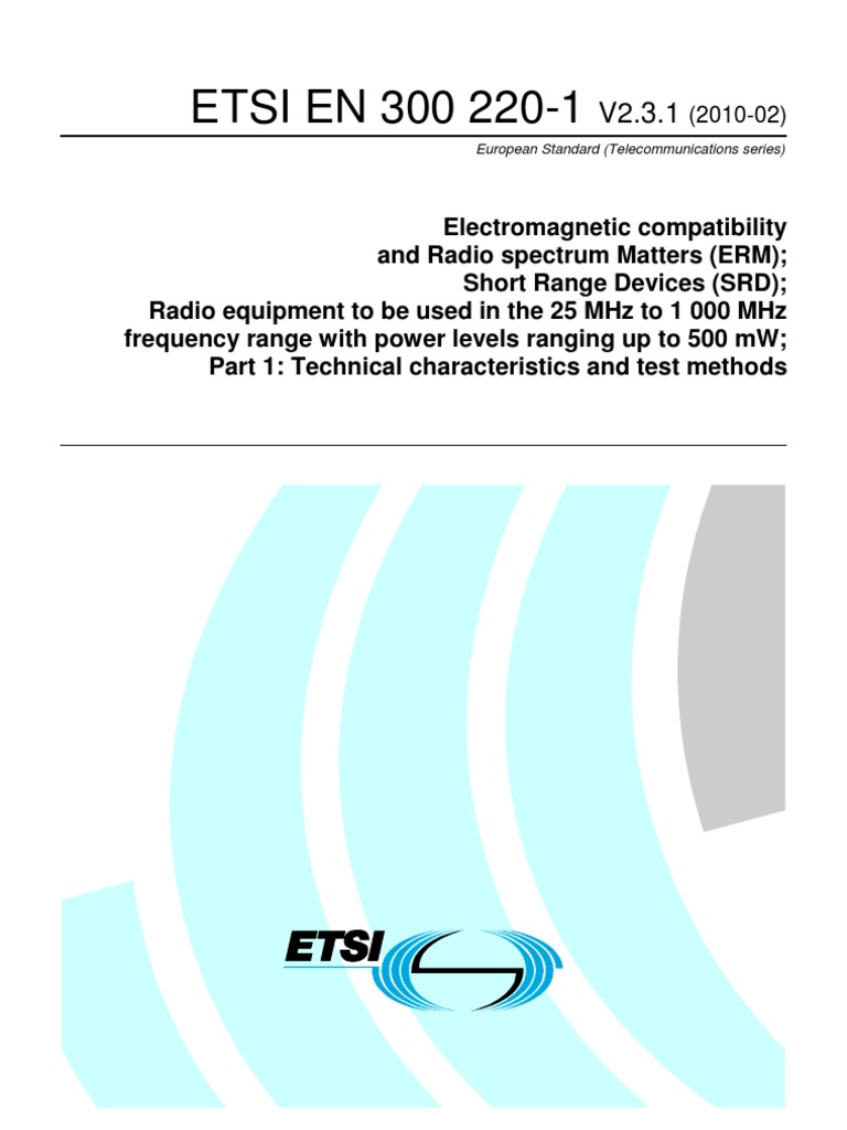 Etsi en 300 220-1 Etsi en 300 220-1 20102010 | PDF | Bandwidth (Signal ...
