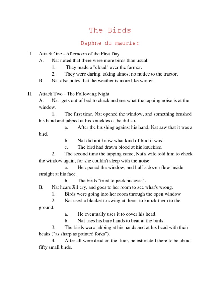 The Birds - Daphne Du Maurier (Outline of Events) | PDF | Violence