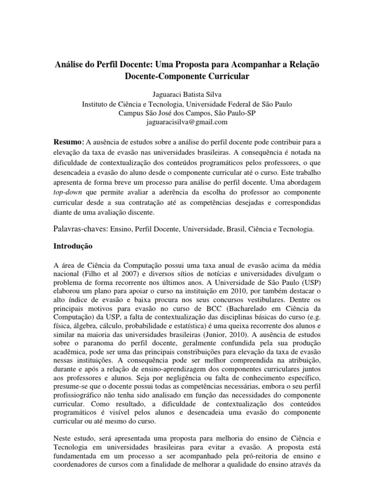 Análise do Perfil Docente e Evasão Universitária | PDF | Professores ...