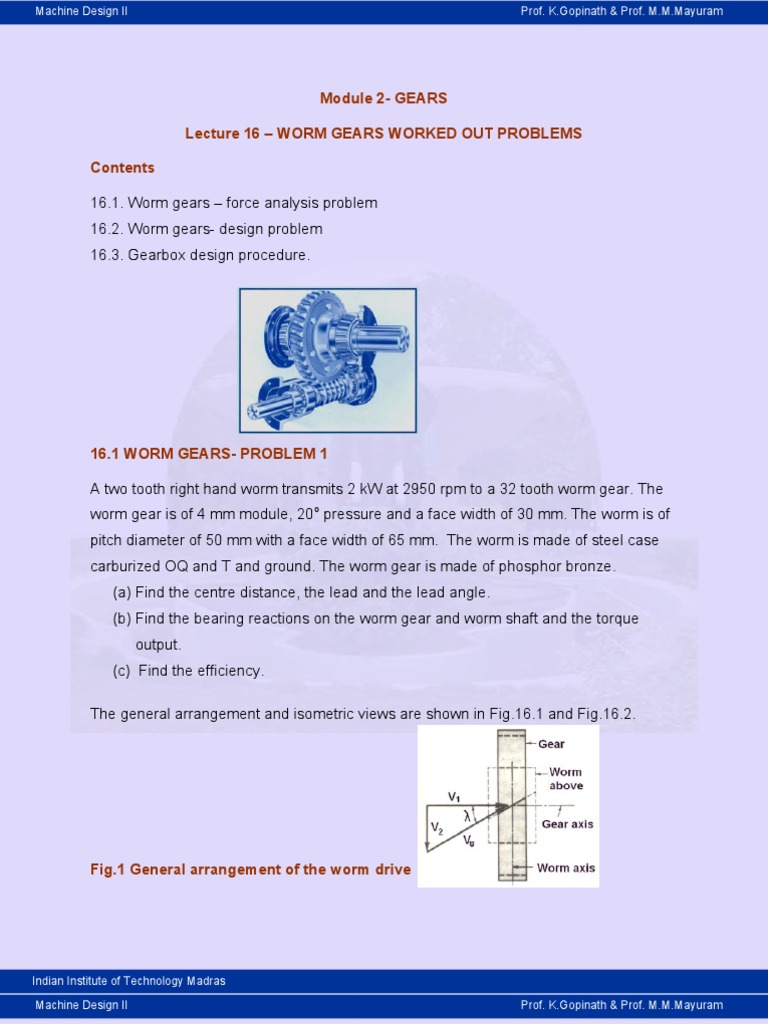 Worm Gear Design2 | PDF | Gear | Bearing (Mechanical)