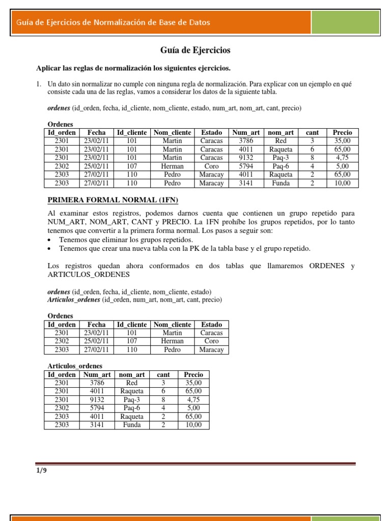 Guía paso a paso para normalizar tablas mediante las formas normales ...