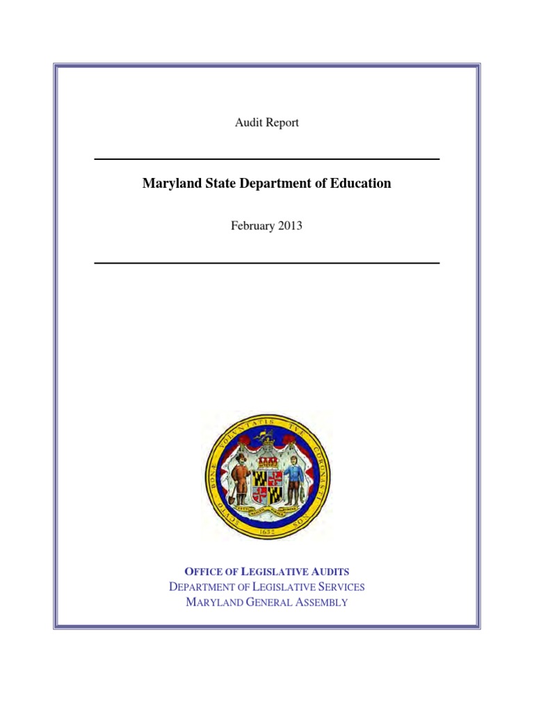 Maryland State Department of Education: Audit Report | PDF | Audit ...