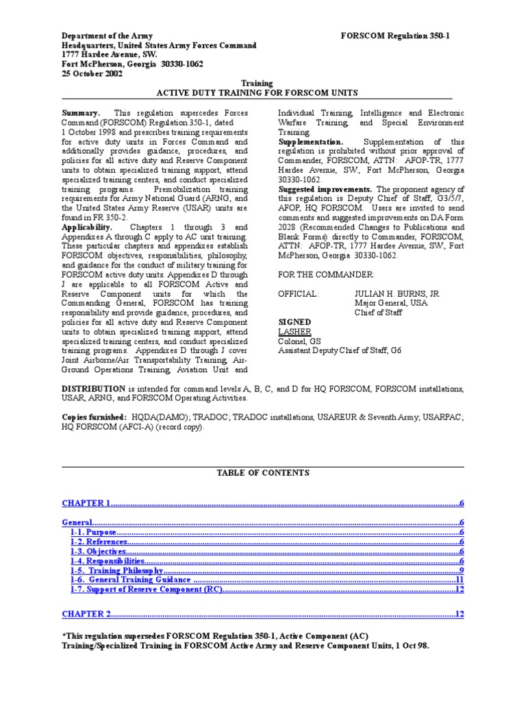 tradoc reg 350-1 training | United States Army Reserve | United States Army
