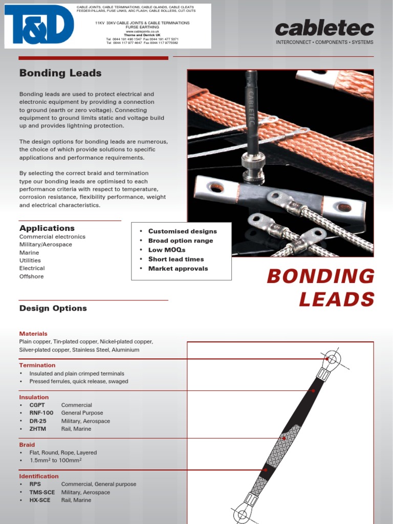 Earth Bonding Leads | Insulator (Electricity) | Cable