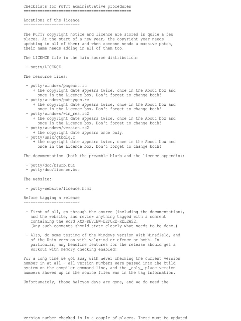 Putty Checklist | PDF | File Transfer Protocol | Command Line Interface