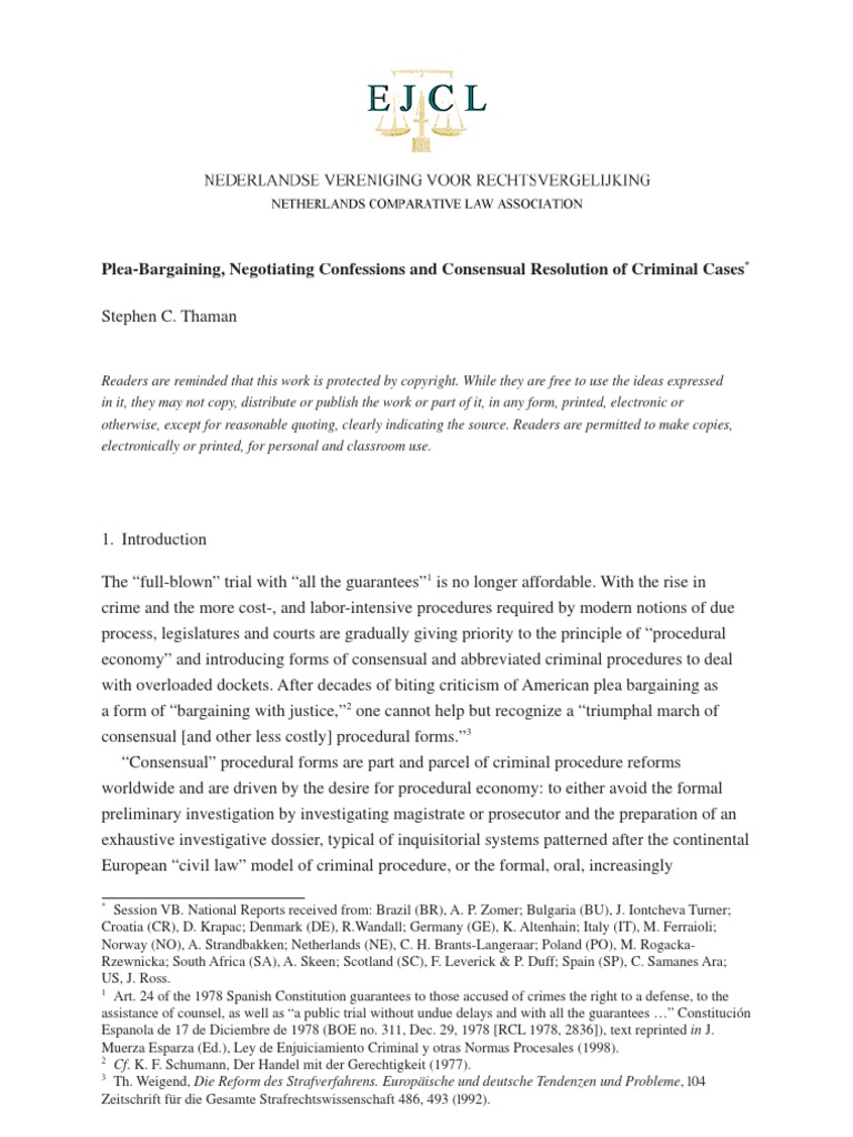 Plea-Bargaining, Negotiating Confessions and Consensual Resolution of ...