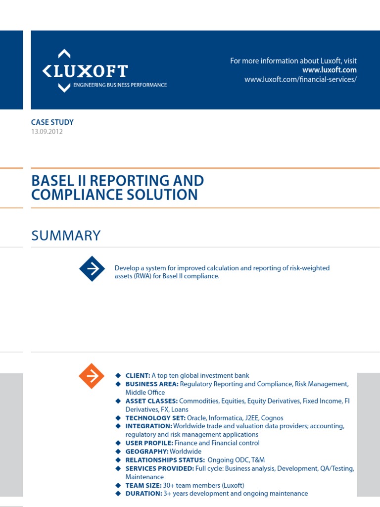 Case Study Basel Compliance Solution Banking Luxoft For A Top Ten Global Investment Bank | PDF ...