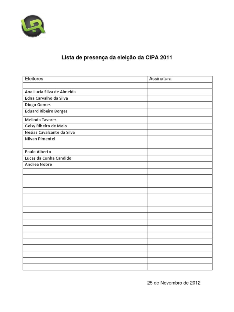 Lista de Presença Na Votação CIPA | PDF