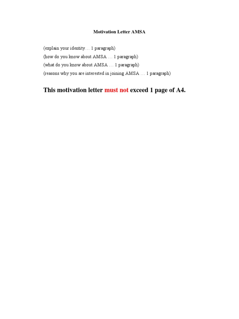AMSA - Format Motivation Letter | PDF