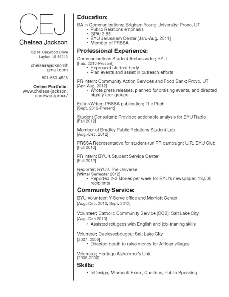 Chelsea Jackson's Resume Overview | PDF