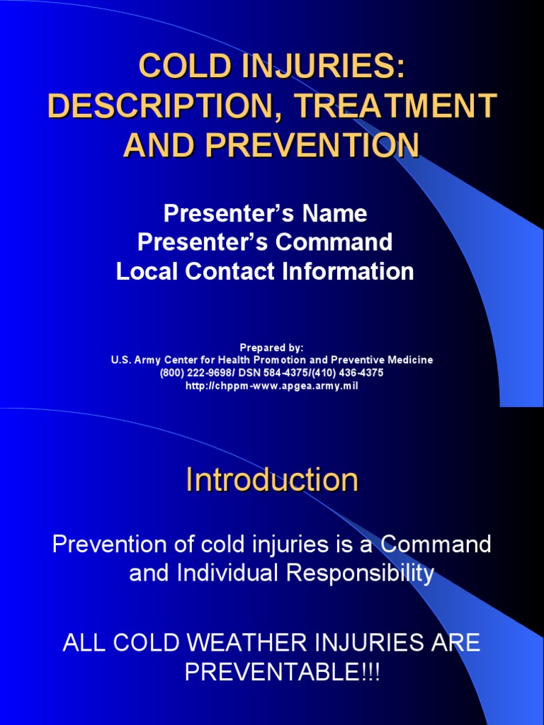 Cold Injuries: Description, Treatment and Prevention | PDF ...
