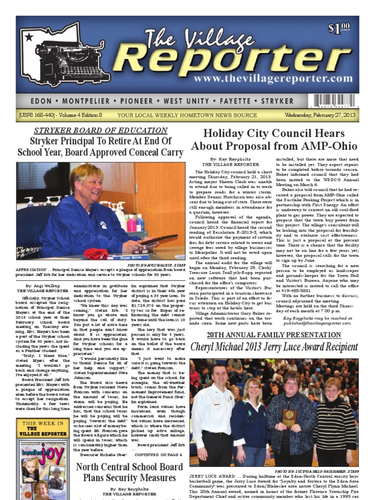 The Village Reporter - February 27th, 2013 | PDF | Traffic | Newspapers