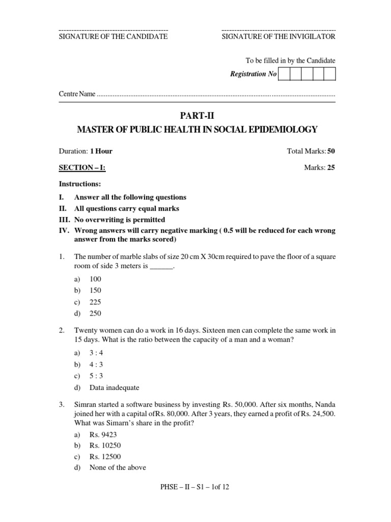TISS Sample Paper - MA in Public Health in Social Epidemiology Part 2 ...