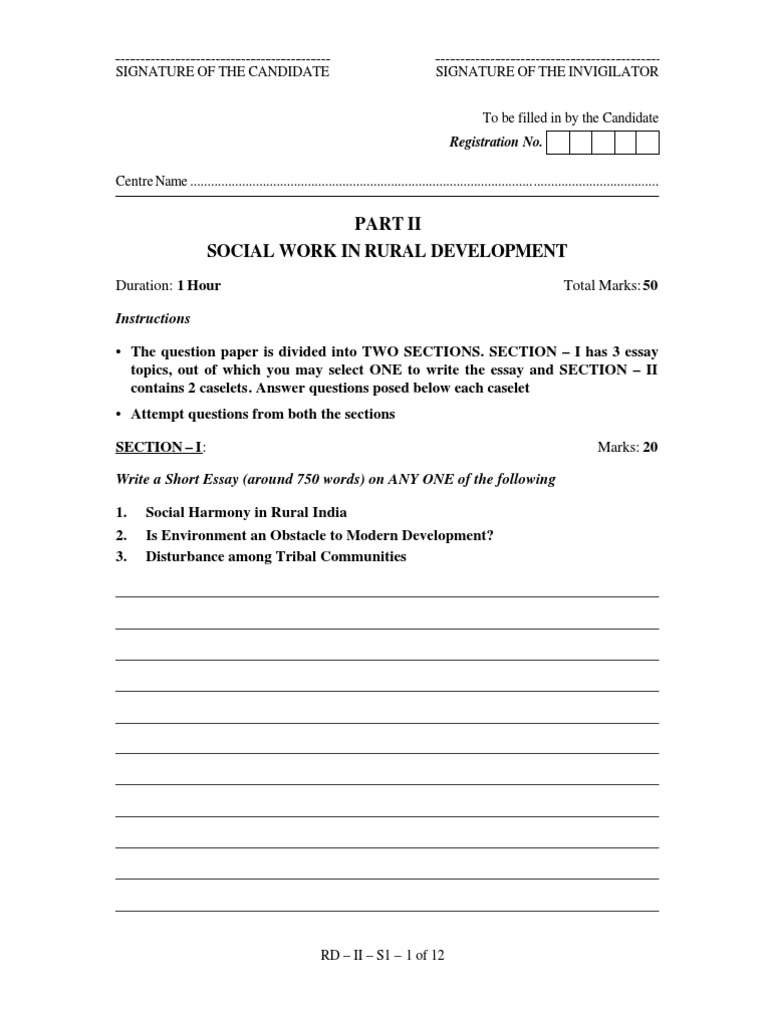 TISS Sample Paper - MA in Rural Development Part 2 Set 1 | PDF | Sowing ...