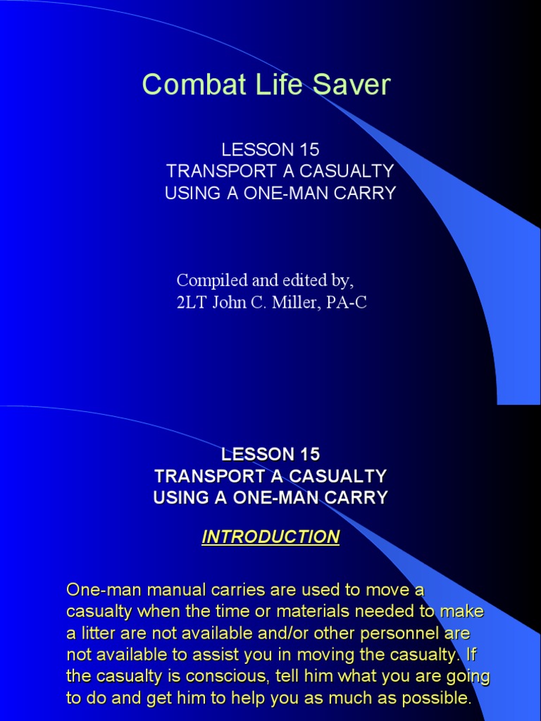 One-Man Casualty Carry Techniques | PDF | Arm | Hand