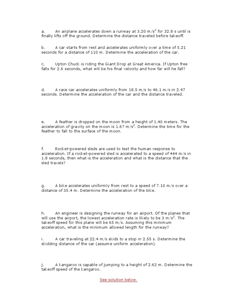Velocity Questions physics form 4 | Takeoff | Acceleration | Free 30 ...