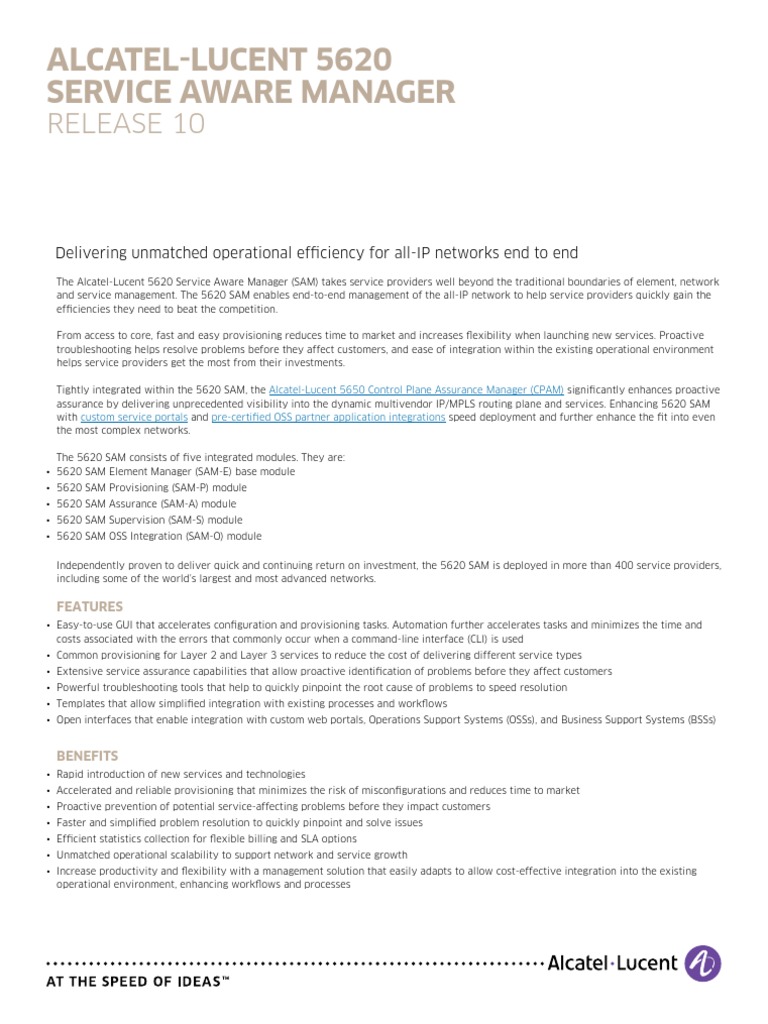 5620 SAM R10 en Datasheet | PDF | Provisioning | Multiprotocol Label ...