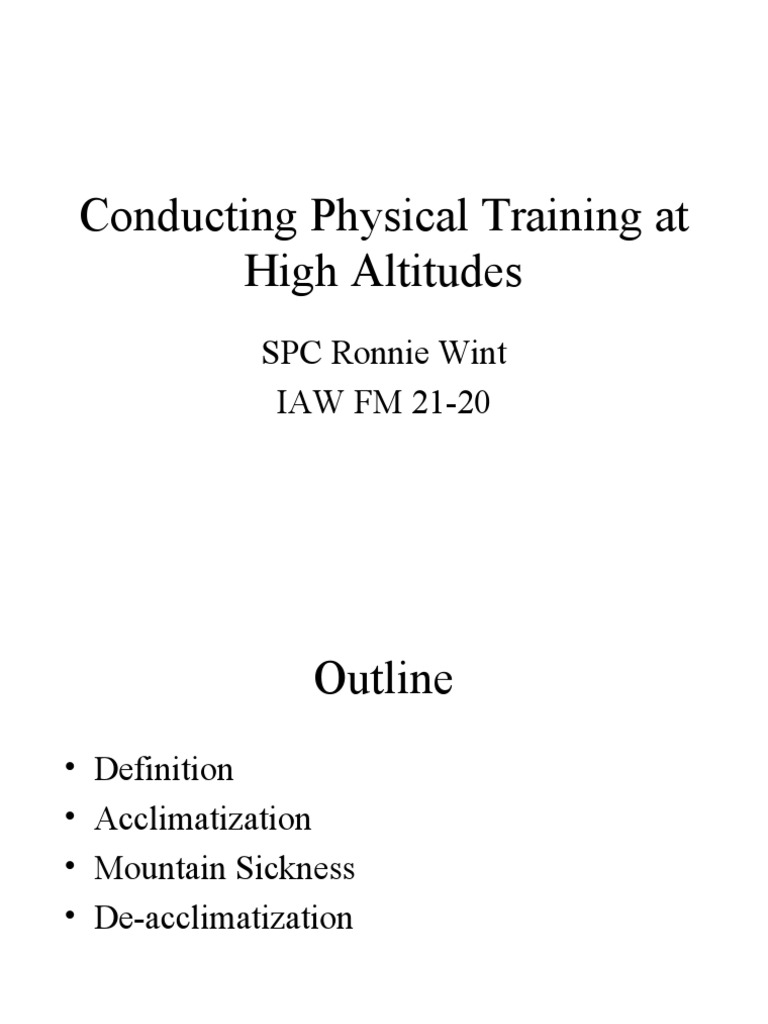 High Altitude Physical Training Guide | PDF