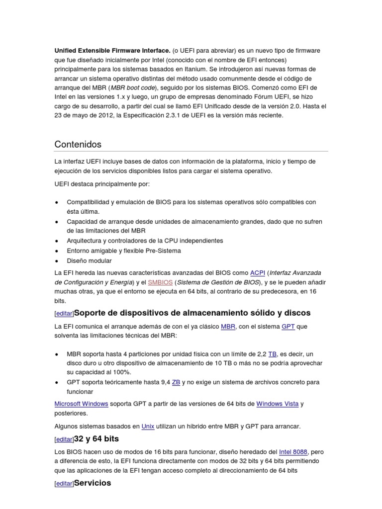 Unified Extensible Firmware Interface | PDF