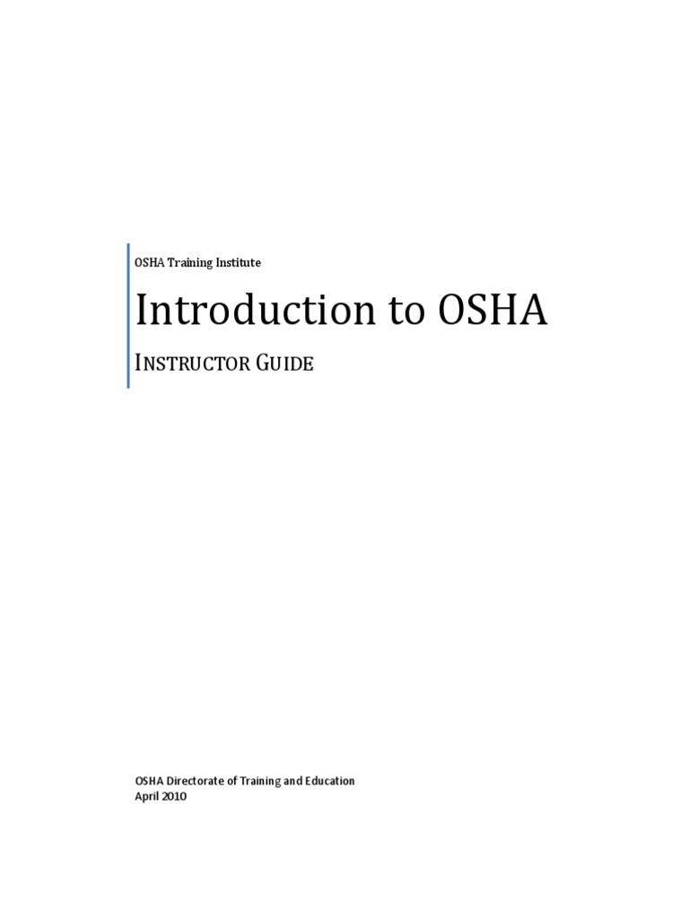 Introduction To Osha Guide | PDF | Occupational Safety And Health ...