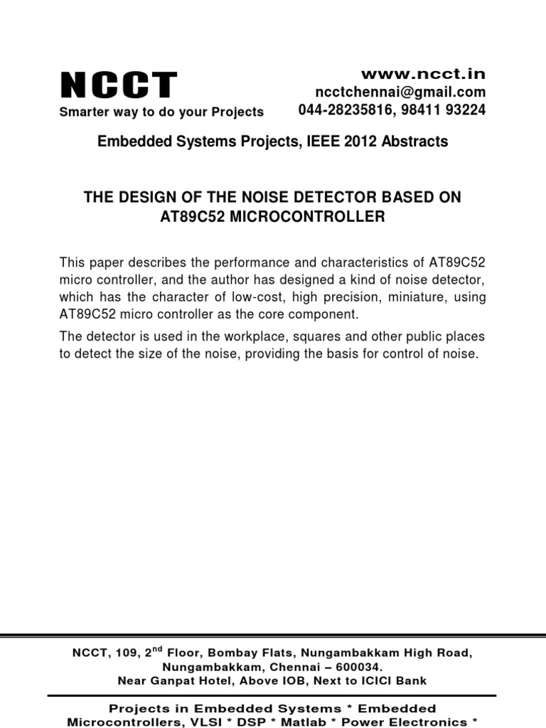 The Design Of The Noise Detector Based On At89c52 Microcontroller Pdf Microcontroller
