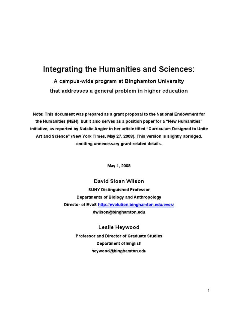 New Humanities Proposal | PDF | Humanities | Science