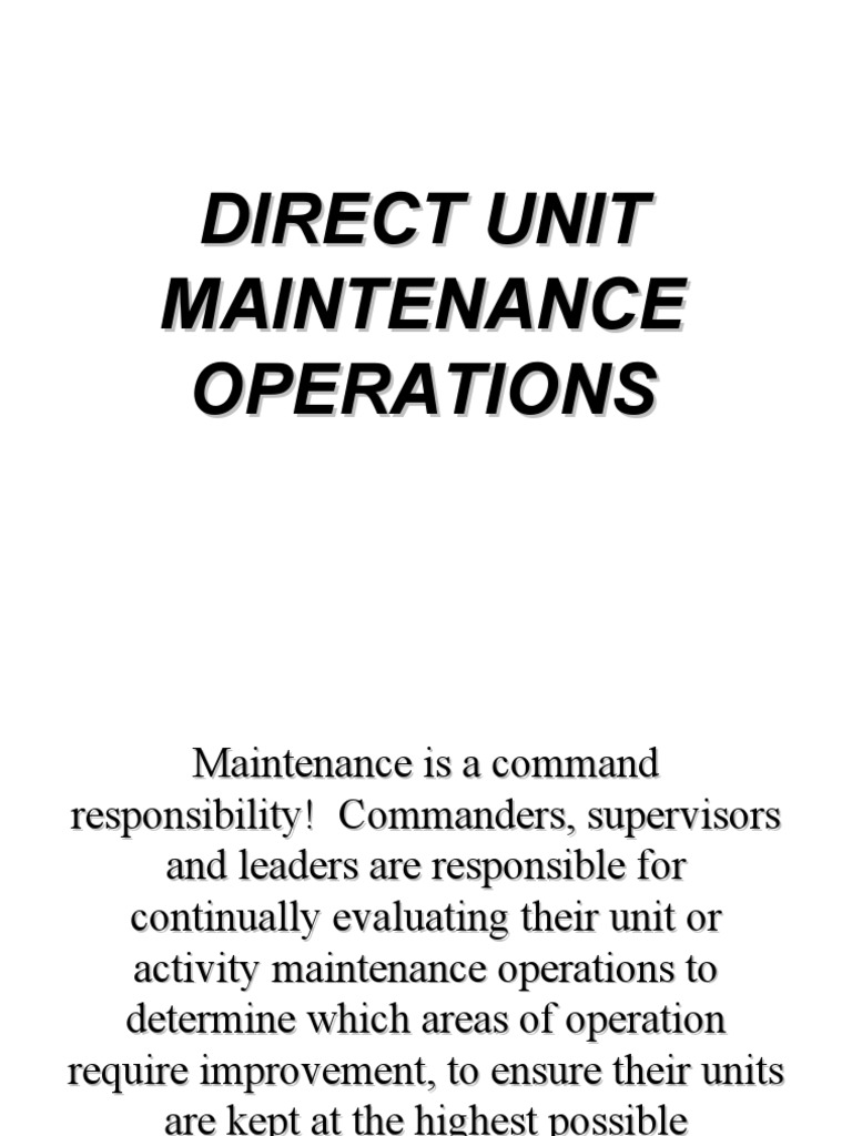 Direct Unit Maintenance Operations Guide | PDF | Battalion | Automation