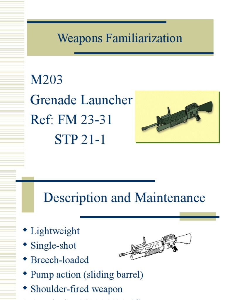 m203 Familiarization | PDF | Cartridge (Firearms) | Projectiles