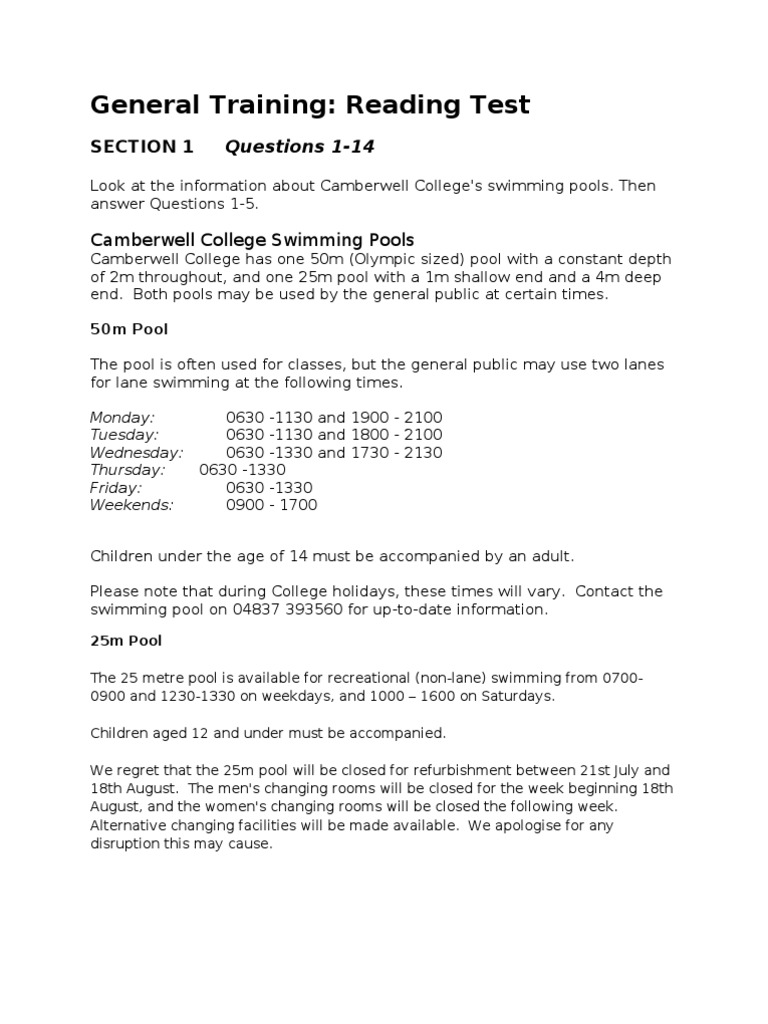 GT Reading Test 1 | Download Free PDF | Nicolaus Copernicus | Swimming ...