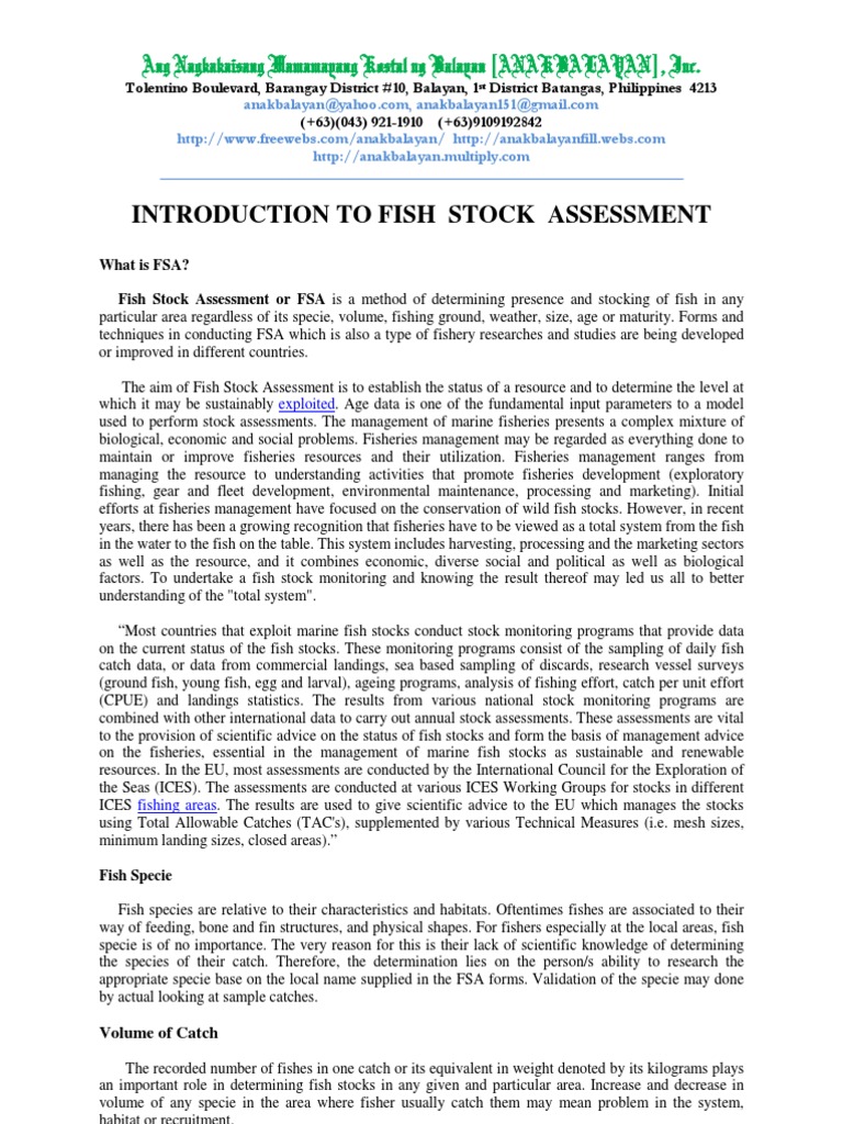 Fish Stock Assessment | PDF | Fish | Statistics