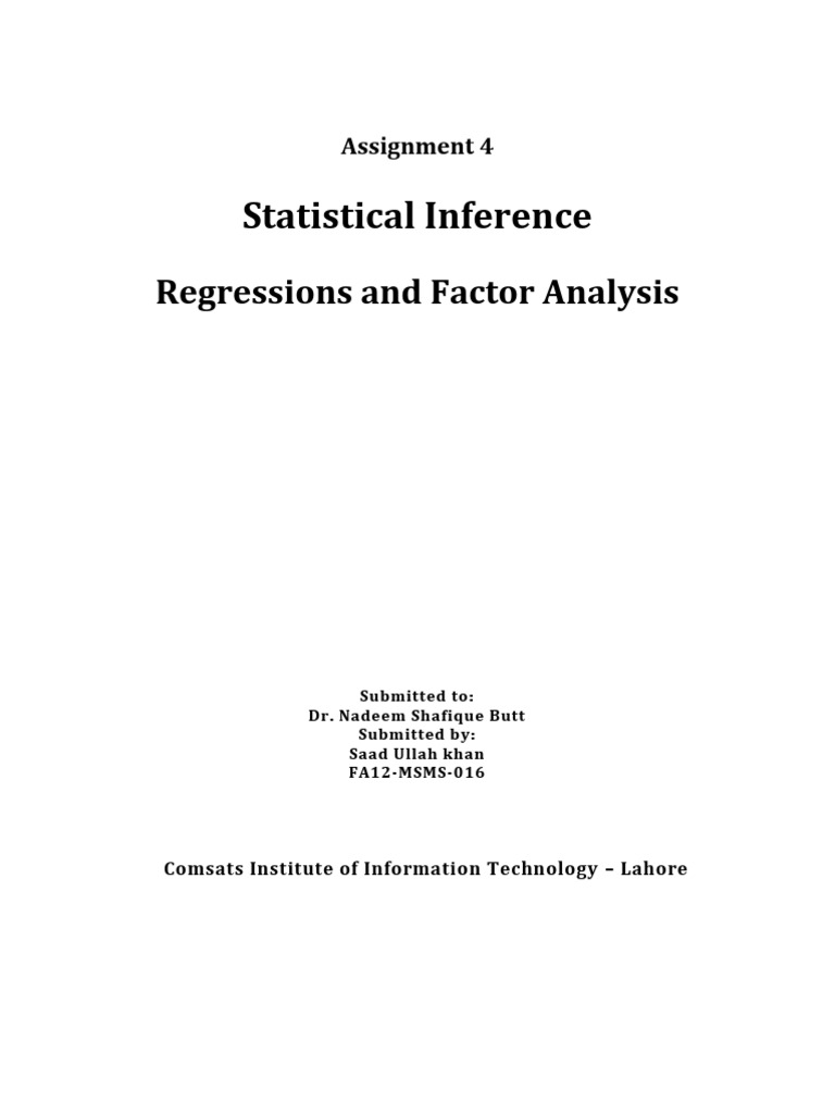 Assignment 4 | PDF | Factor Analysis | Errors And Residuals