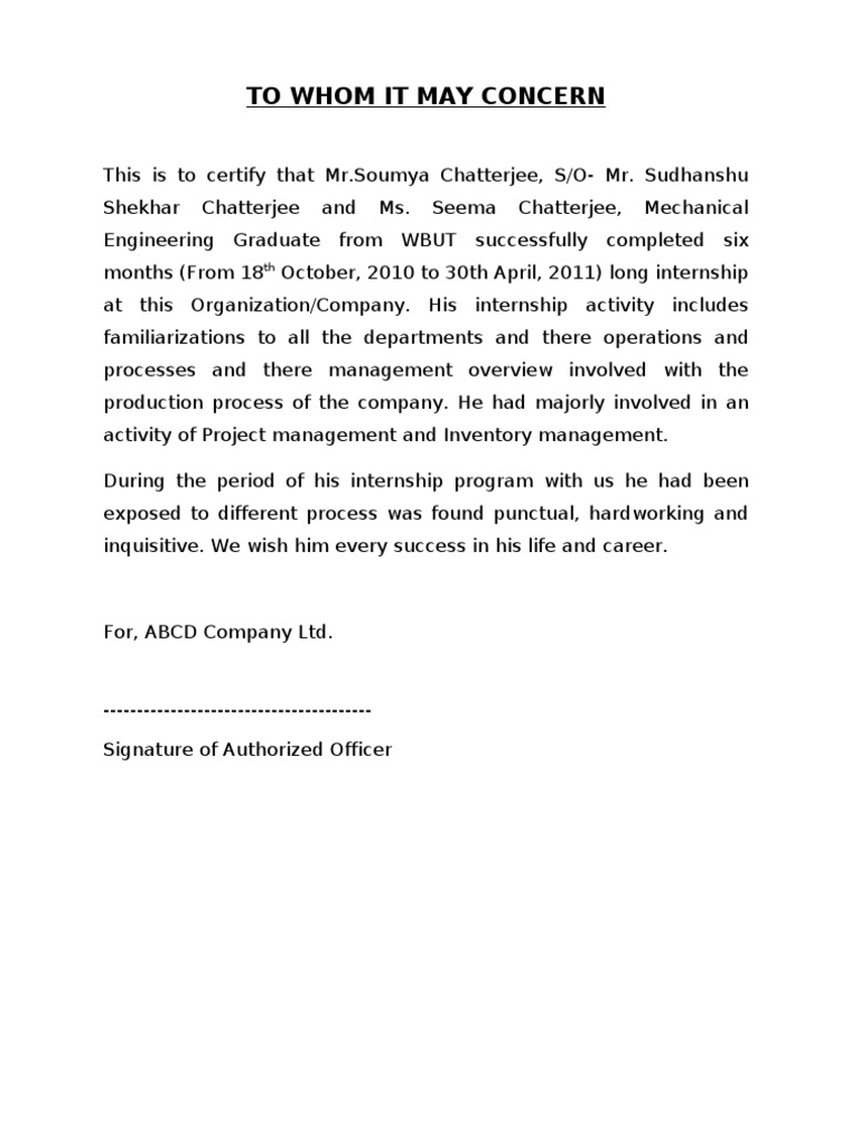 Internship Certificate Sample | PDF | Engineering | Business