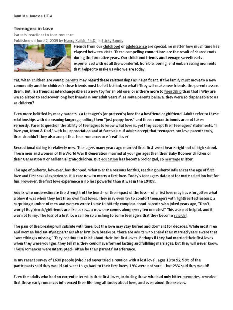 Teenagers in Love | PDF | Romance (Love) | Adolescence