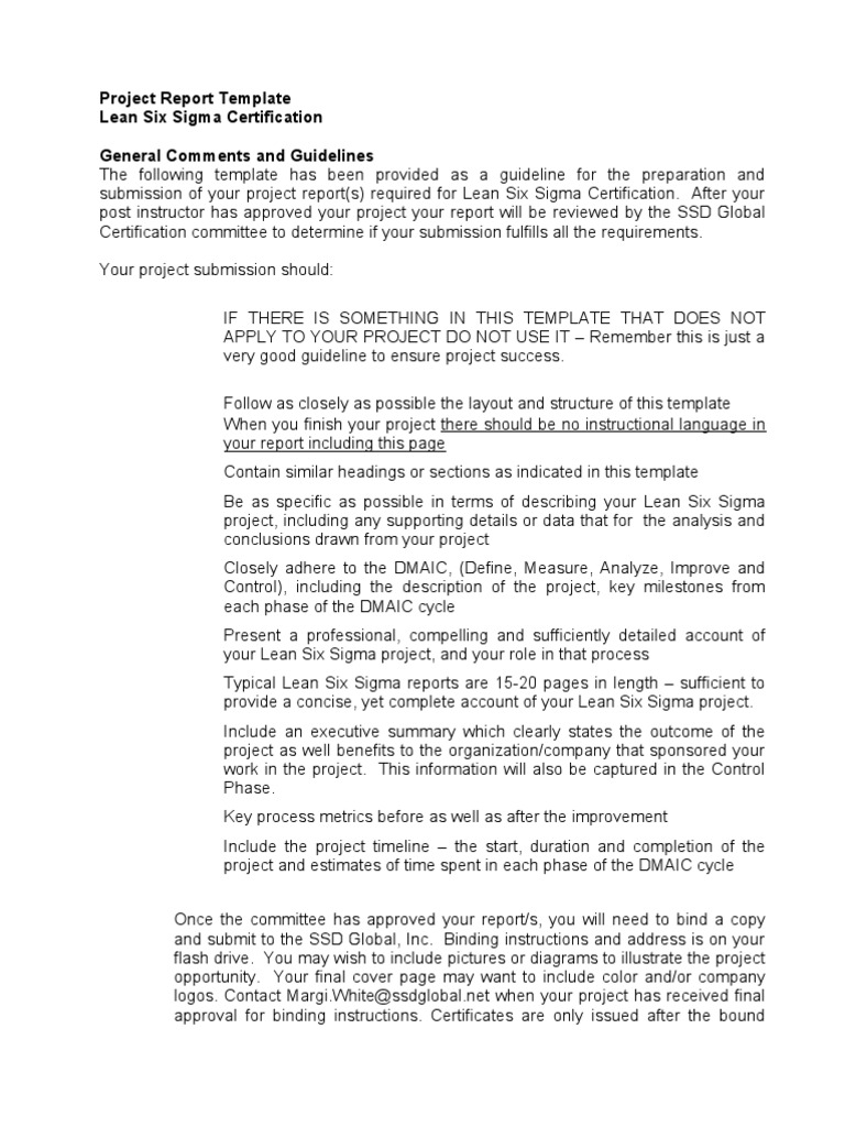 Six Sigma Report Template | PDF | Six Sigma | Standard Deviation