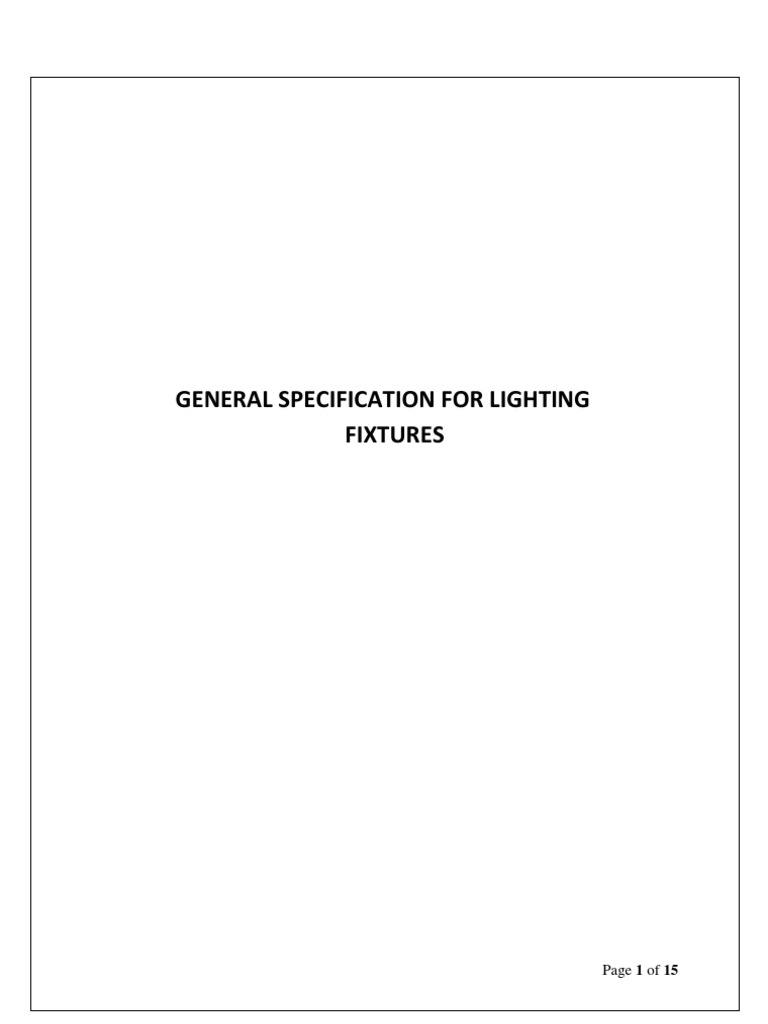 Specification For Lighting Fixtures PDF | PDF | Lighting | Capacitor