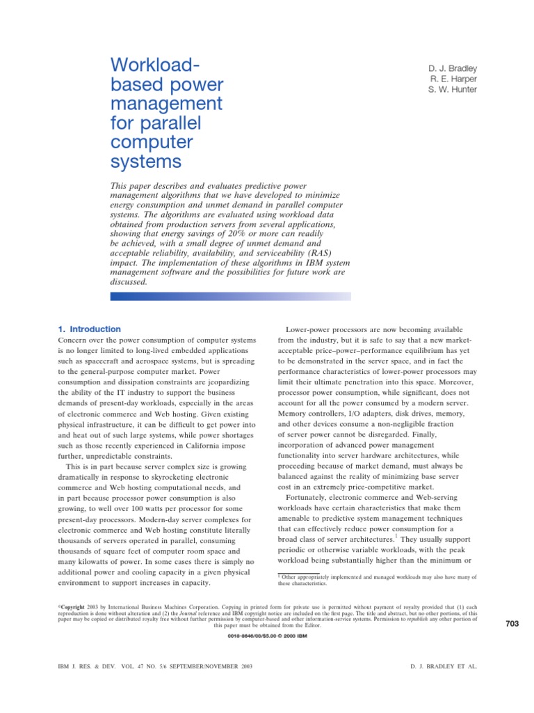 Workload-Based Power Management For Parallel Computer Systems | PDF | Load Balancing (Computing ...