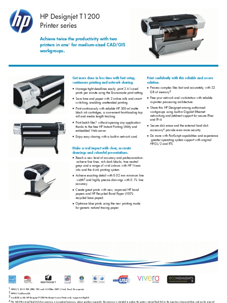 HP Designjet T1200 | PDF | Printer (Computing) | Hewlett Packard