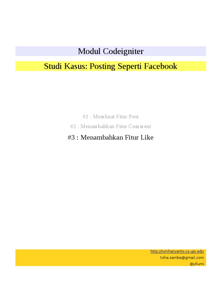 Modul Codeigniter - Studi Kasus Posting Seperti Facebook #3 Menambahkan Fitur Like | PDF