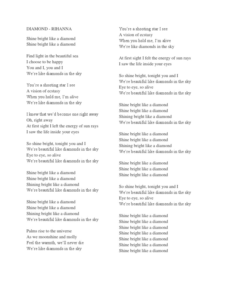 Diamond Lyric | PDF | One Direction | British Musical Groups