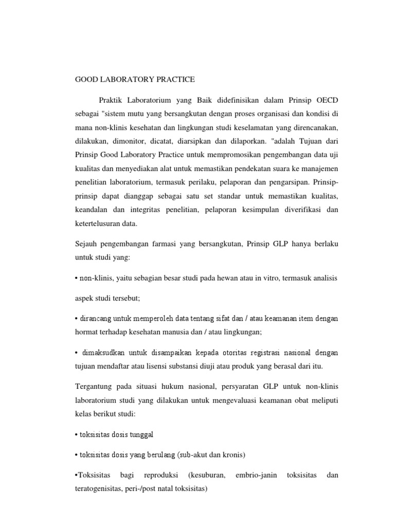 Good Laboratory Practice | PDF